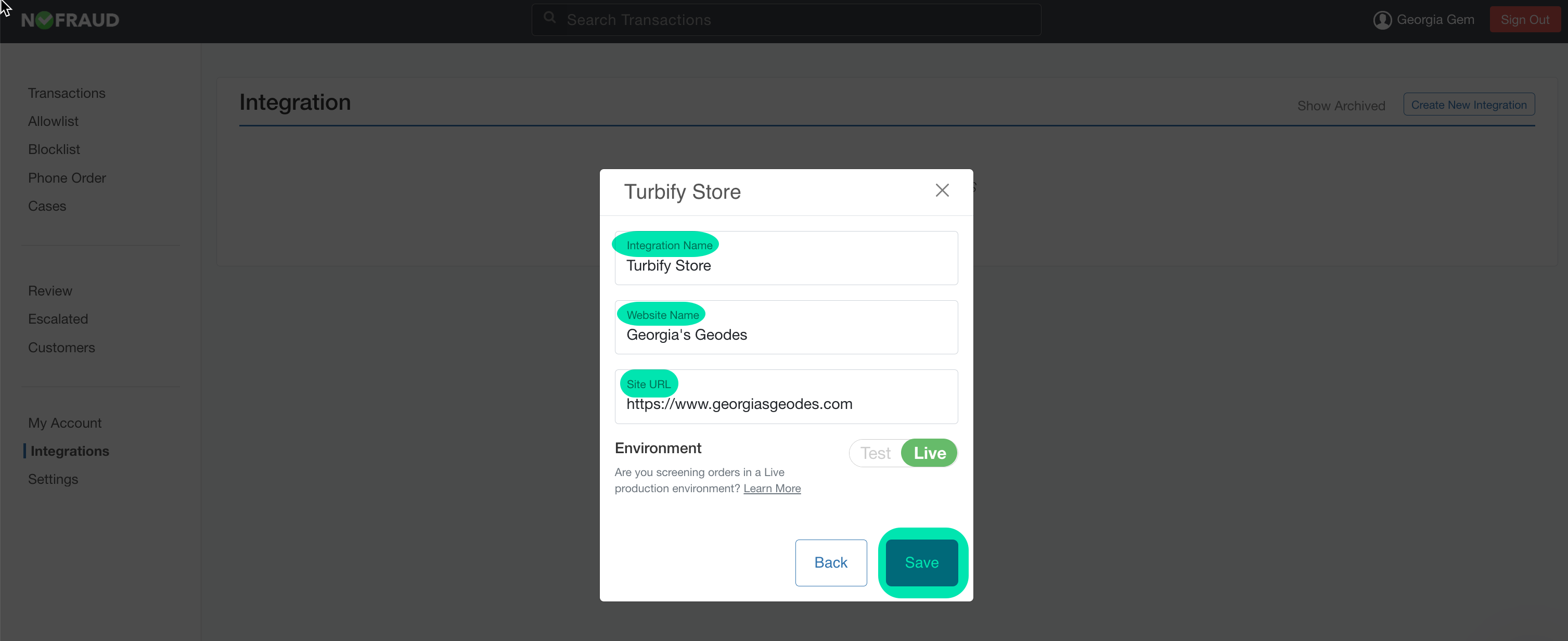 How do I Integrate Turbify (formerly Yahoo) with NoFraud Fraud Protection?