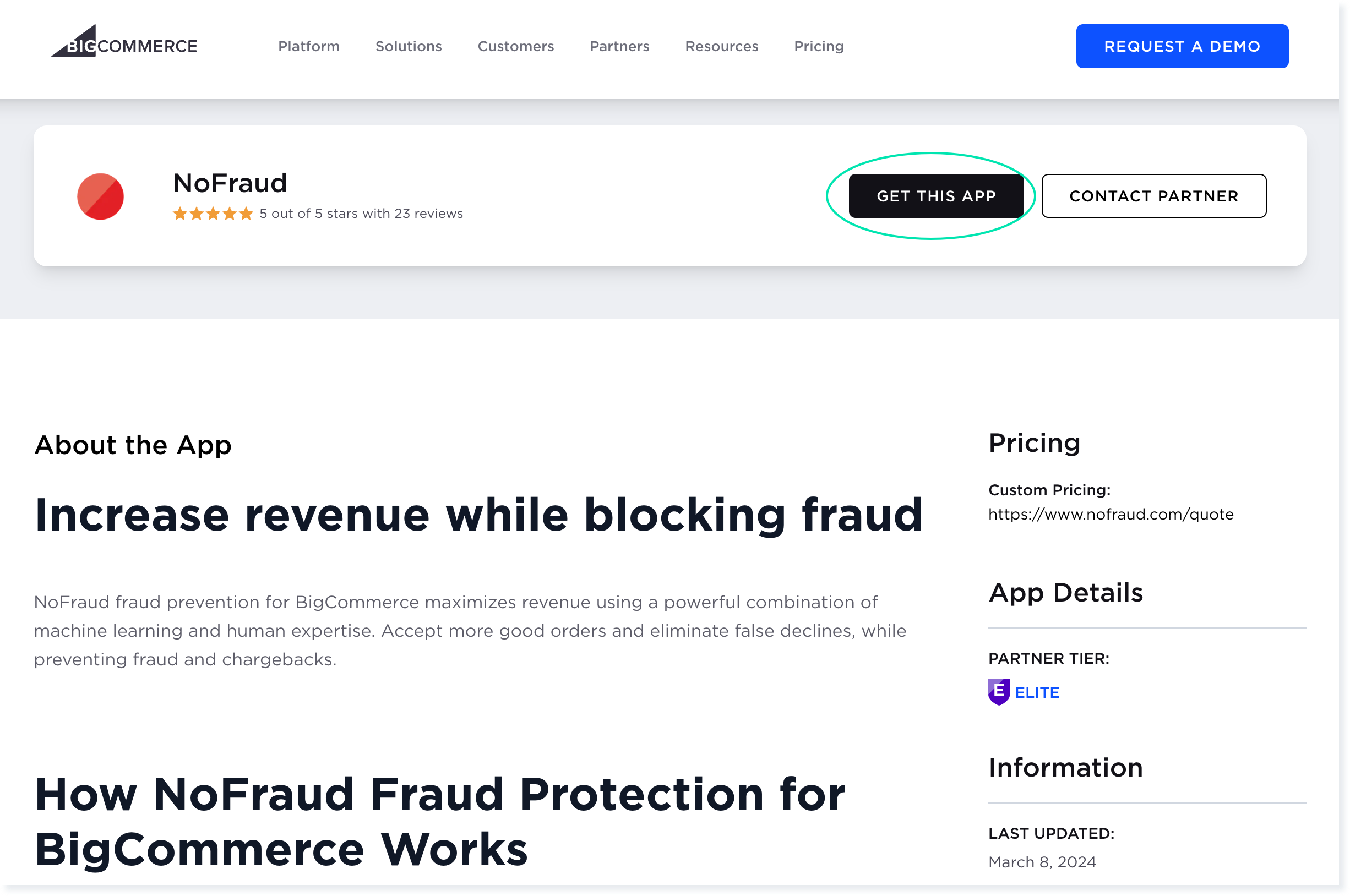 How do I integrate NoFraud Fraud Protection with my BigCommerce store?
