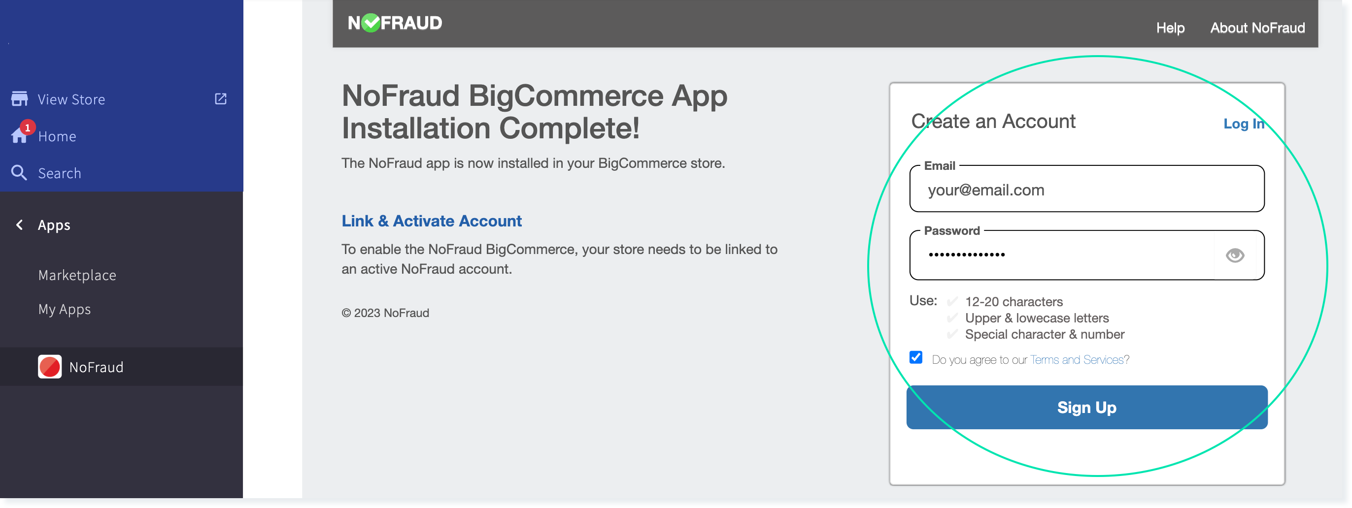 How do I integrate NoFraud Fraud Protection with my BigCommerce store?