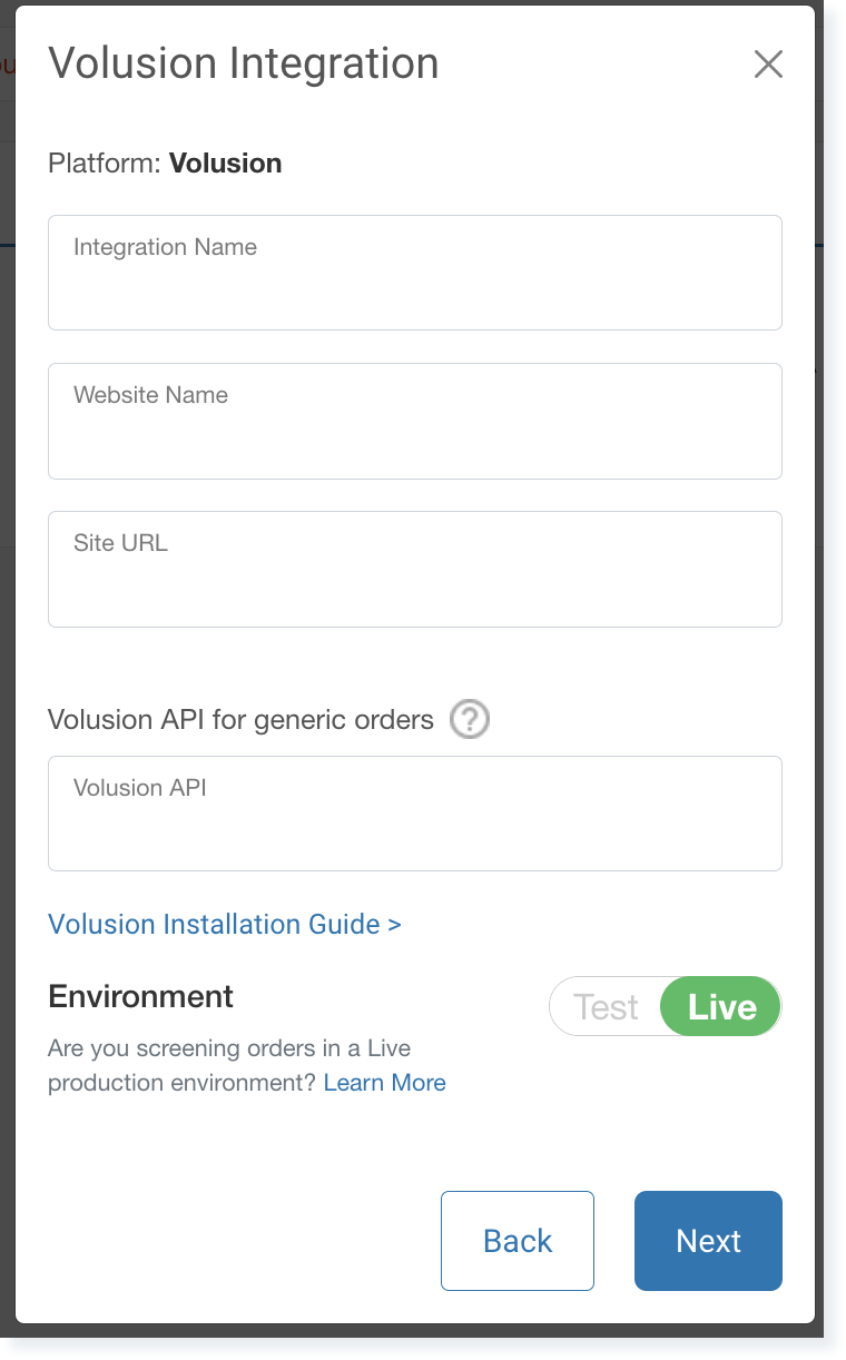 How do I integrate Volusion with NoFraud?