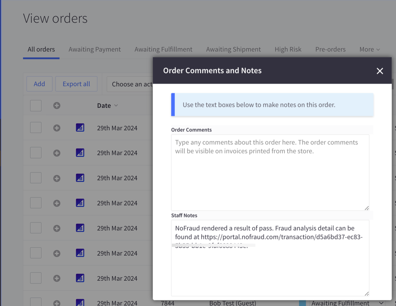 How can I customize the NoFraud Fraud Protection app for BigCommerce?