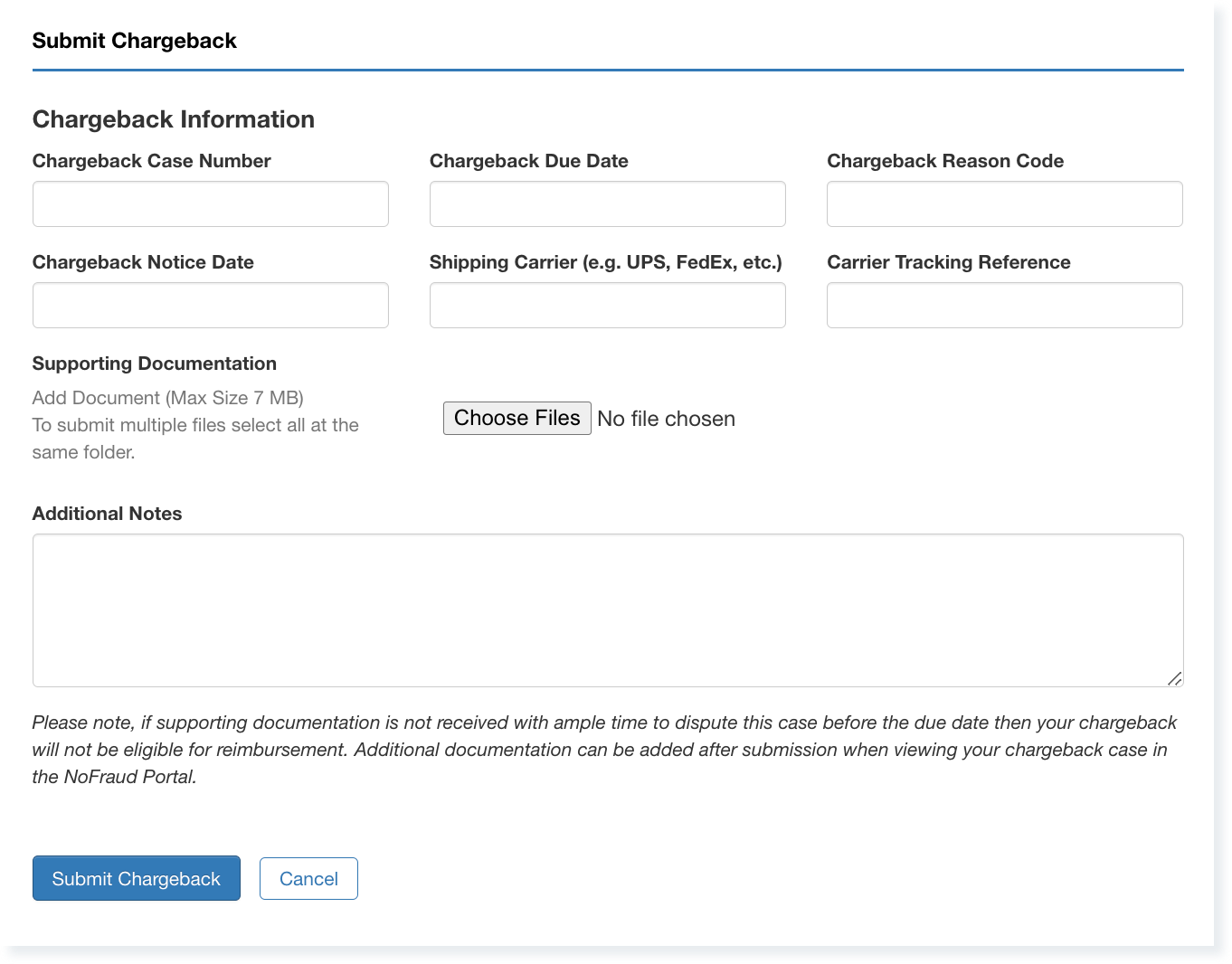How do I submit a chargeback to NoFraud?