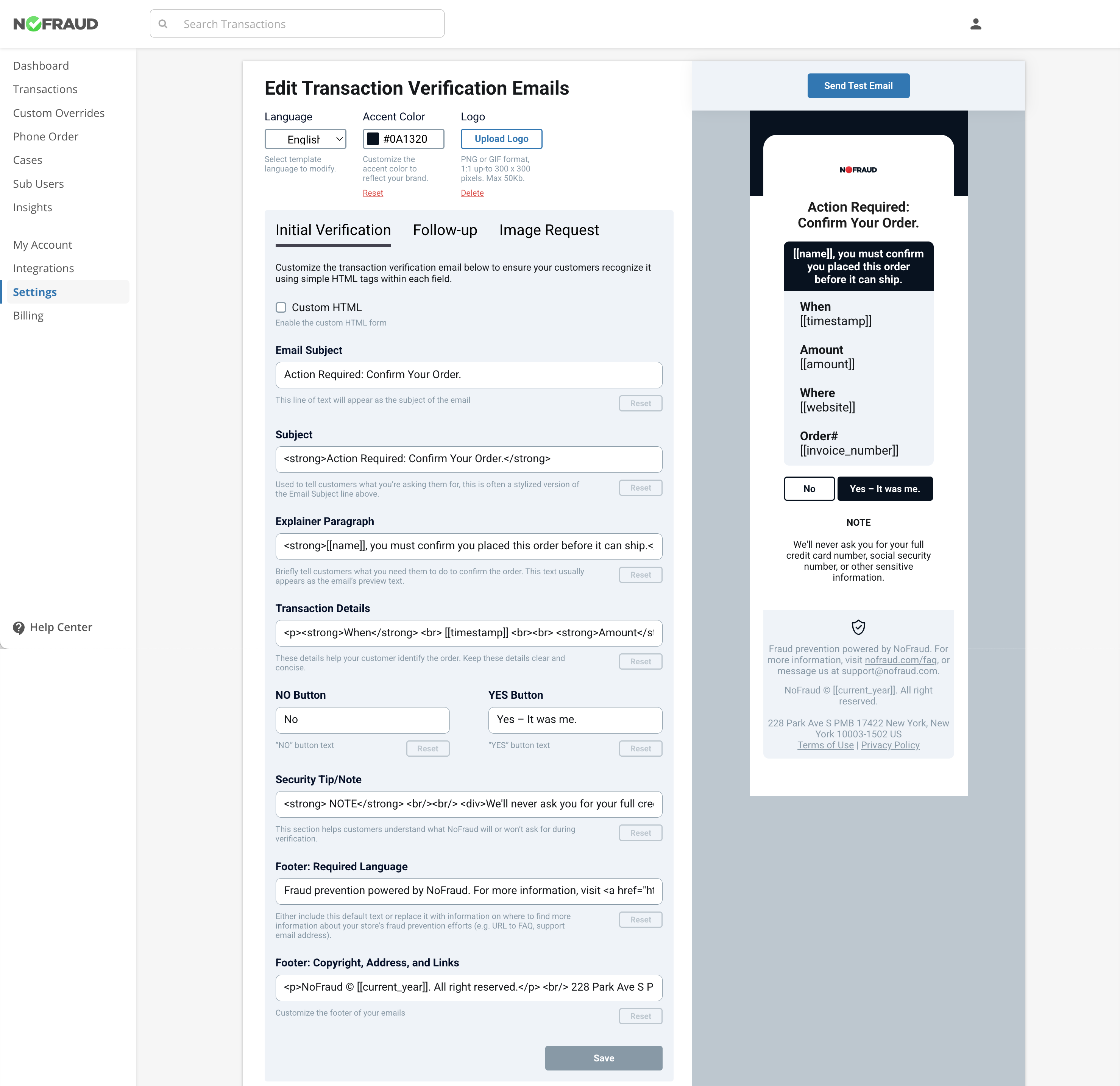 How do I customize Verification emails to match my brand?